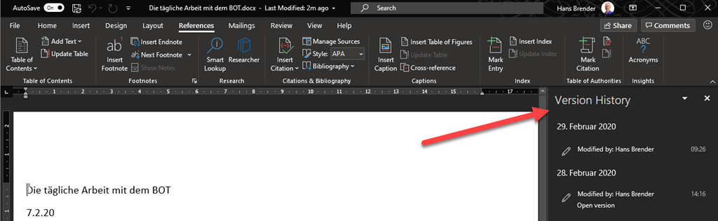 Version history inside File Explorer – Hans Brender's Blog
