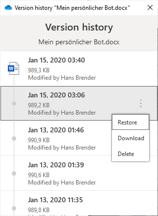 Version history inside File Explorer – Hans Brender's Blog