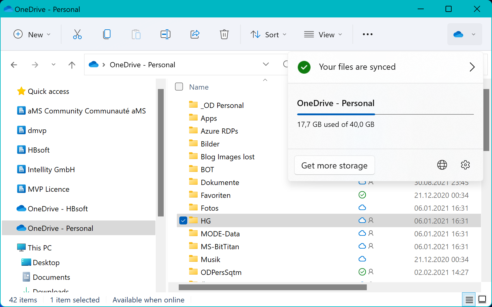 Windows 11 and a OneDrive button – Hans Brender's Blog